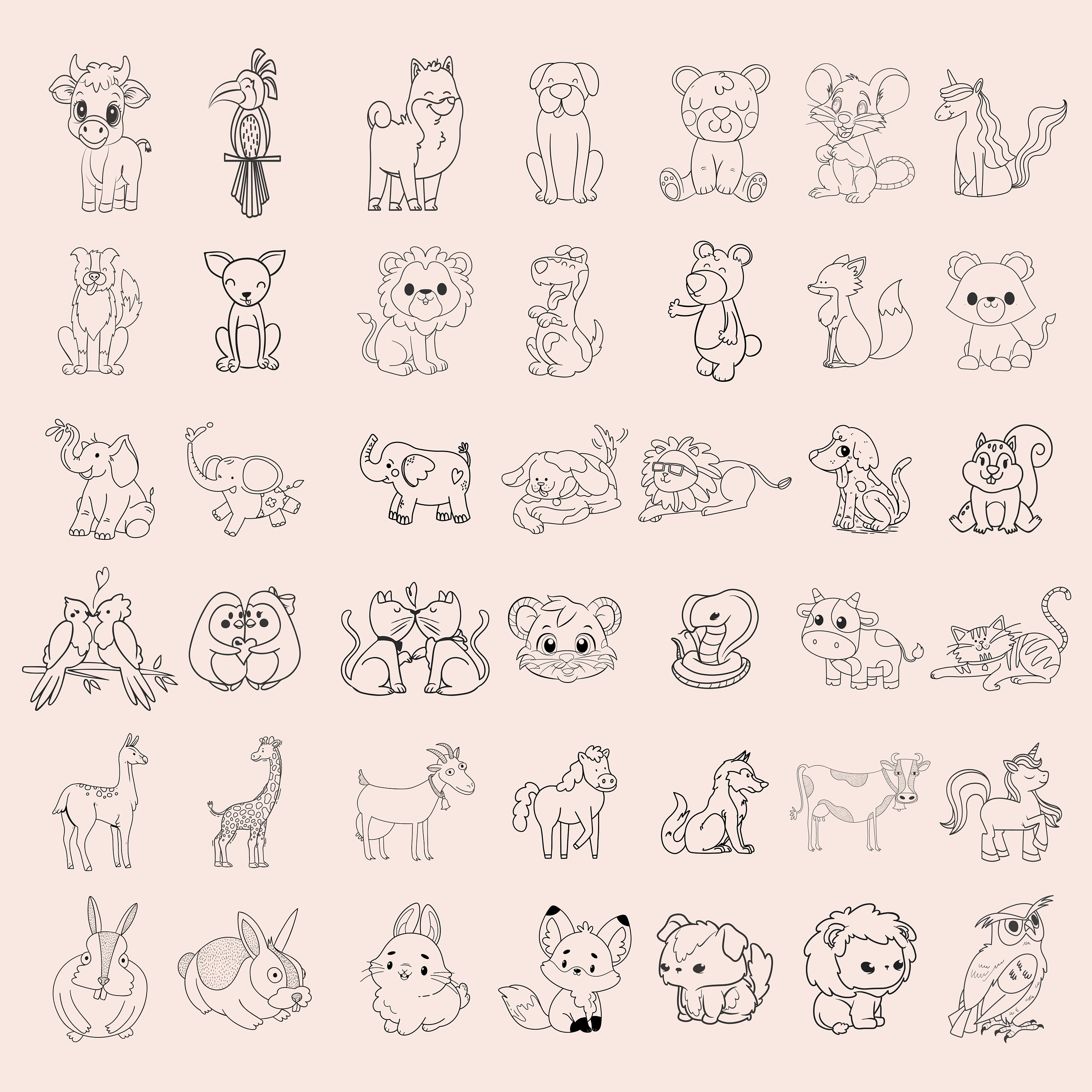 100 Animal Doodle Svg Bundle | Animal Svg | Doodle Svg | Safari Animal ...