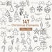 Christmas Line Art Clipart Bundle: Holiday Doodles (SVG, PNG Digital ...