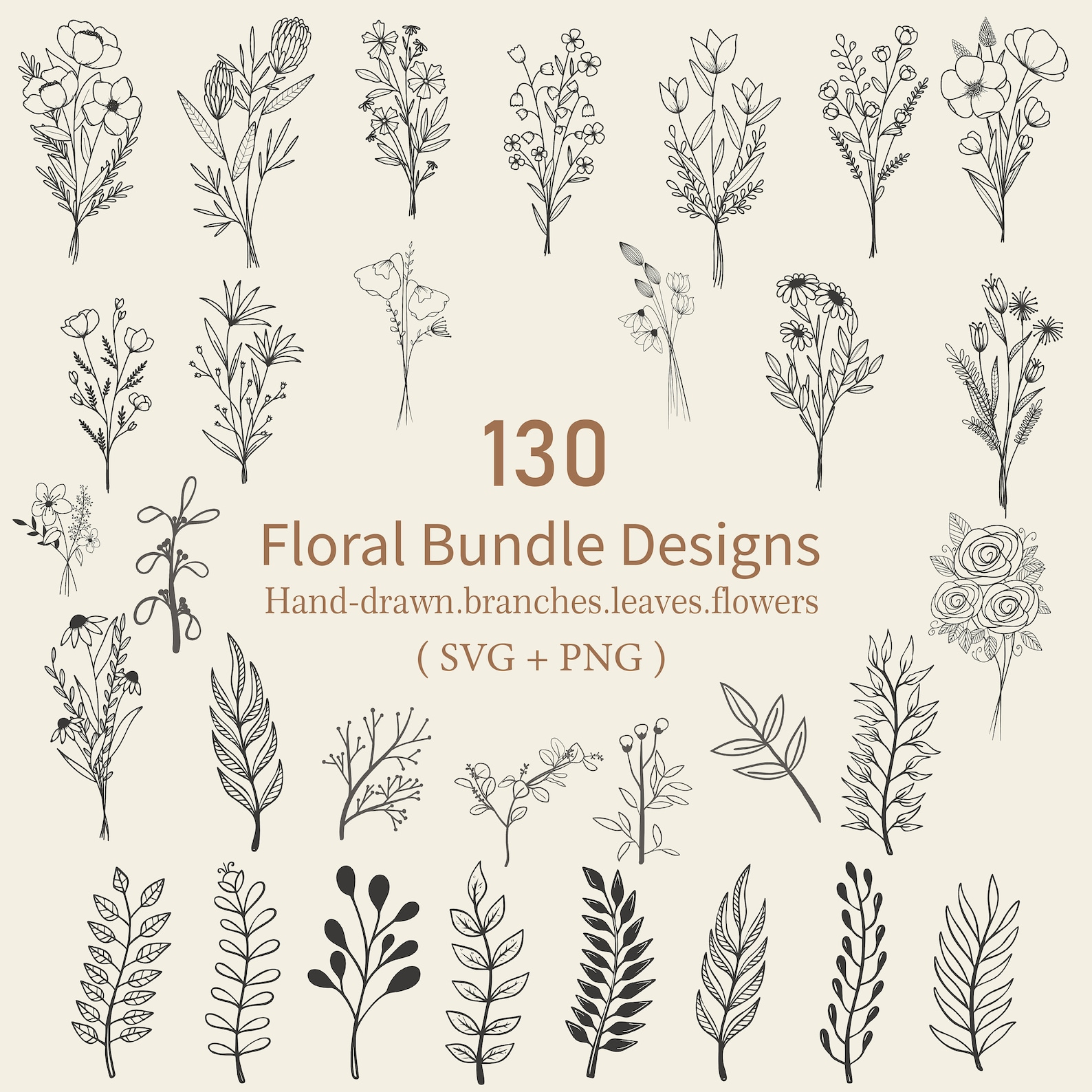 Floral Svg Bundle, Flower Svg Bundle, Flowers Bundle SVG, Wildflower ...