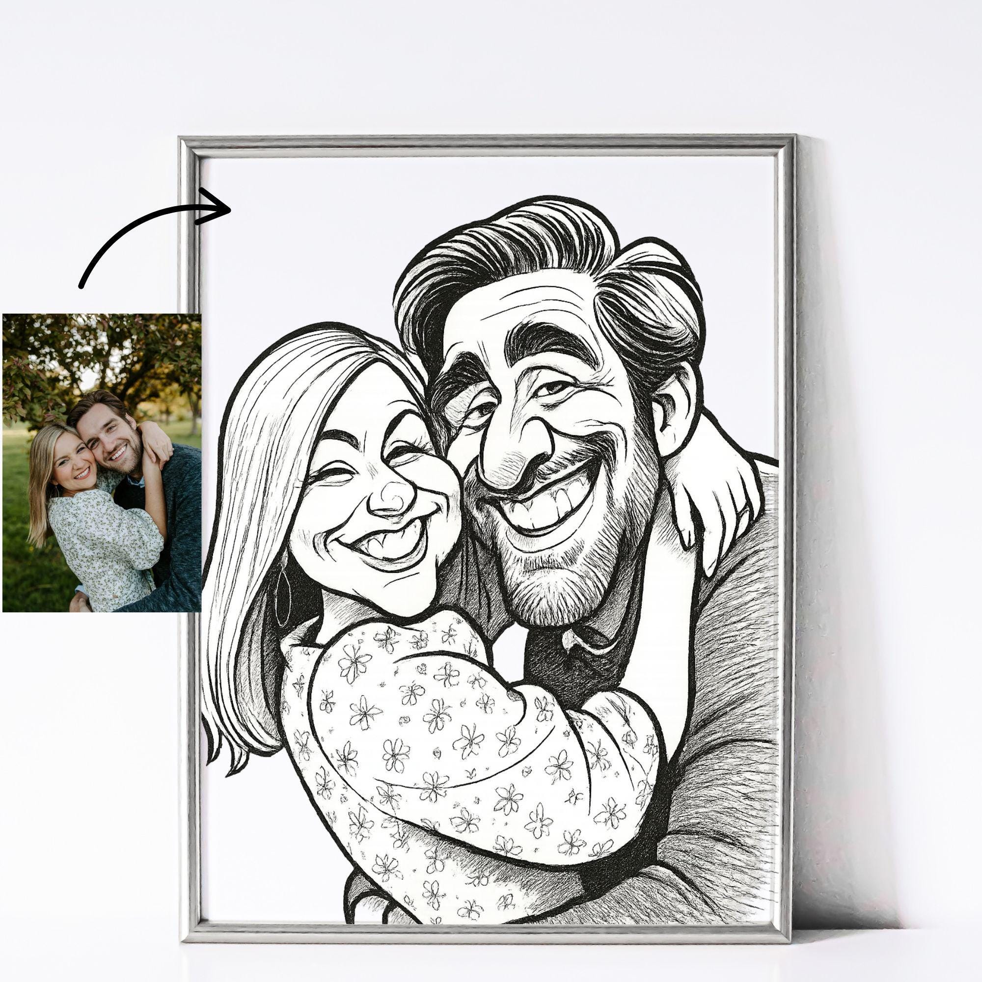 Caricature/digital/sketch/portrait/custom Caricature/christmas Gift ...