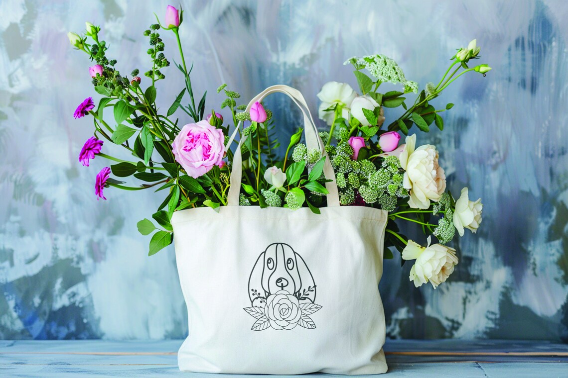 Flower Dogs SVG File, Floral Dog Svg, Stylized Dog Svg, Dog With Flower ...