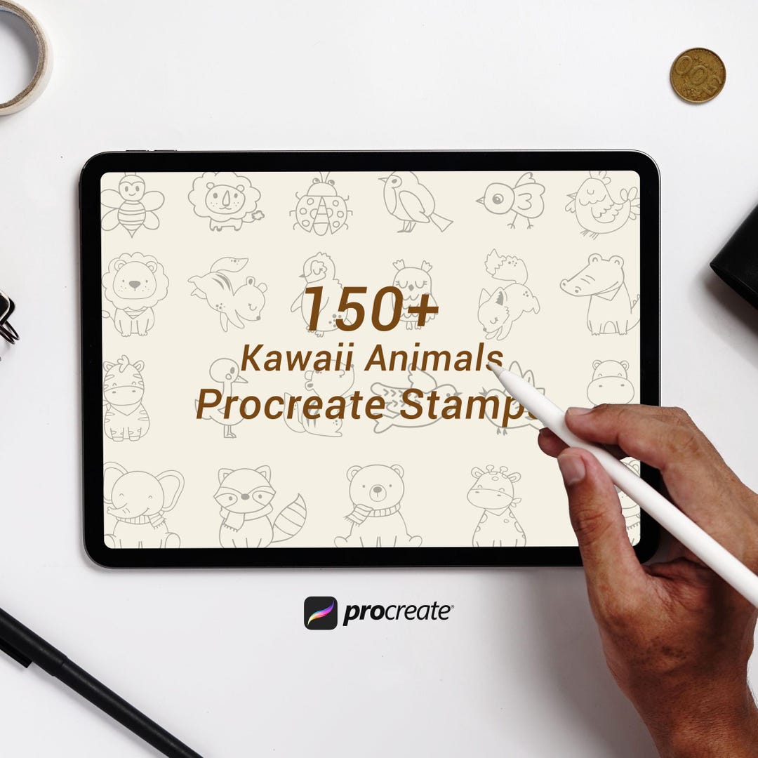 Kawaii Animal Procreate Stamp Set | Cute Kawaii Animal Procreate ...