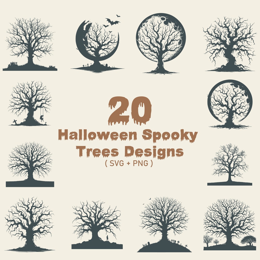 Halloween Spooky Trees Cut File Designs for Stencil Decal and Print Svg ...