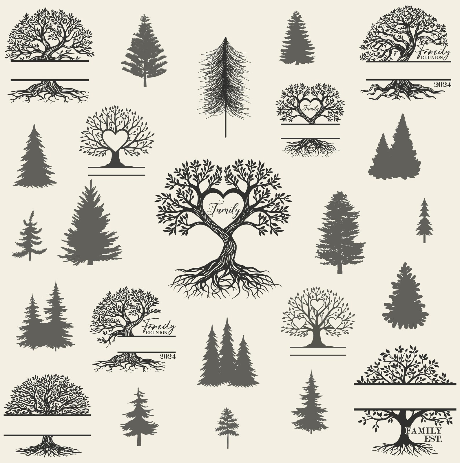 Family Tree SVG Bundle,tree of Life Svg,family Tree Split Monogram ...