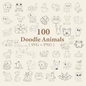100 Animal Doodle Svg Bundle | Animal Svg | Doodle Svg | Safari Animal ...