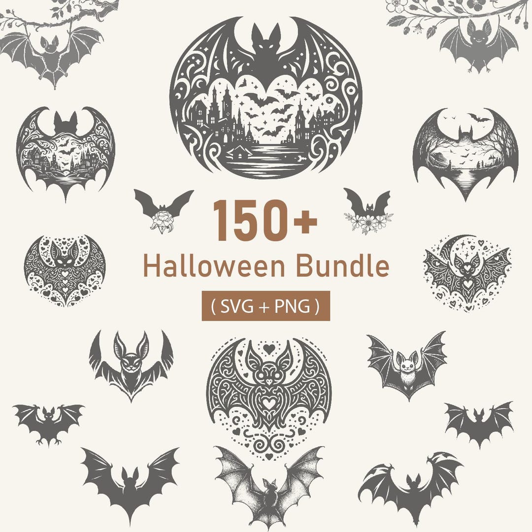Halloween Bats SVG Bundle: Spooky Bat Clipart (digital Download) - Etsy