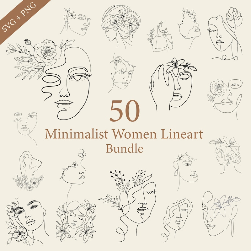 Floral Woman Face Line Svg - Etsy UK