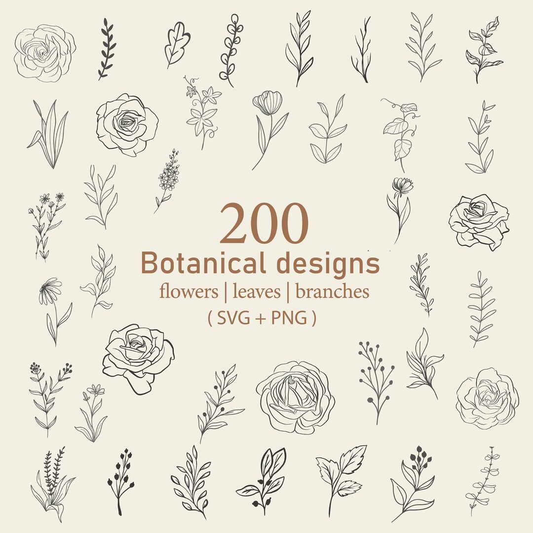 200 Botanical Svg Bundle | Floral Svg | Flower Svg | Botanical Clipart ...