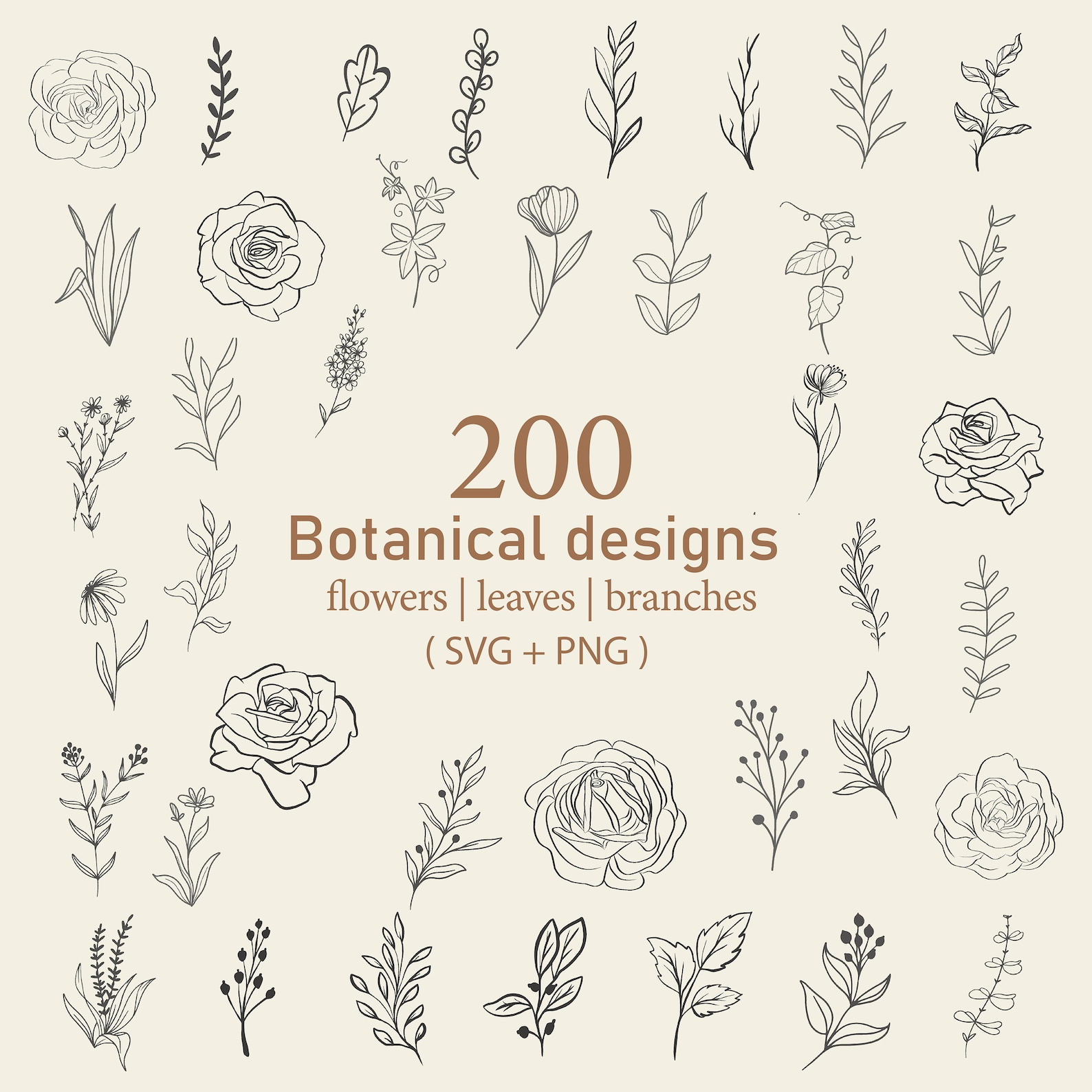 200 Botanical Svg Bundle | Floral Svg | Flower Svg | Botanical Clipart ...