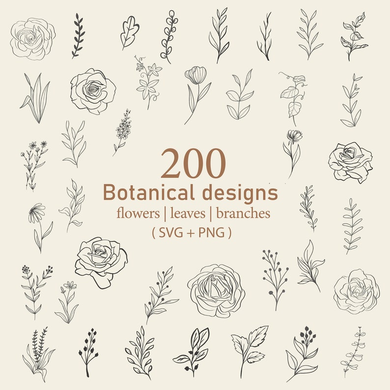 200 Botanical Svg Bundle | Floral Svg | Flower Svg | Botanical Clipart ...