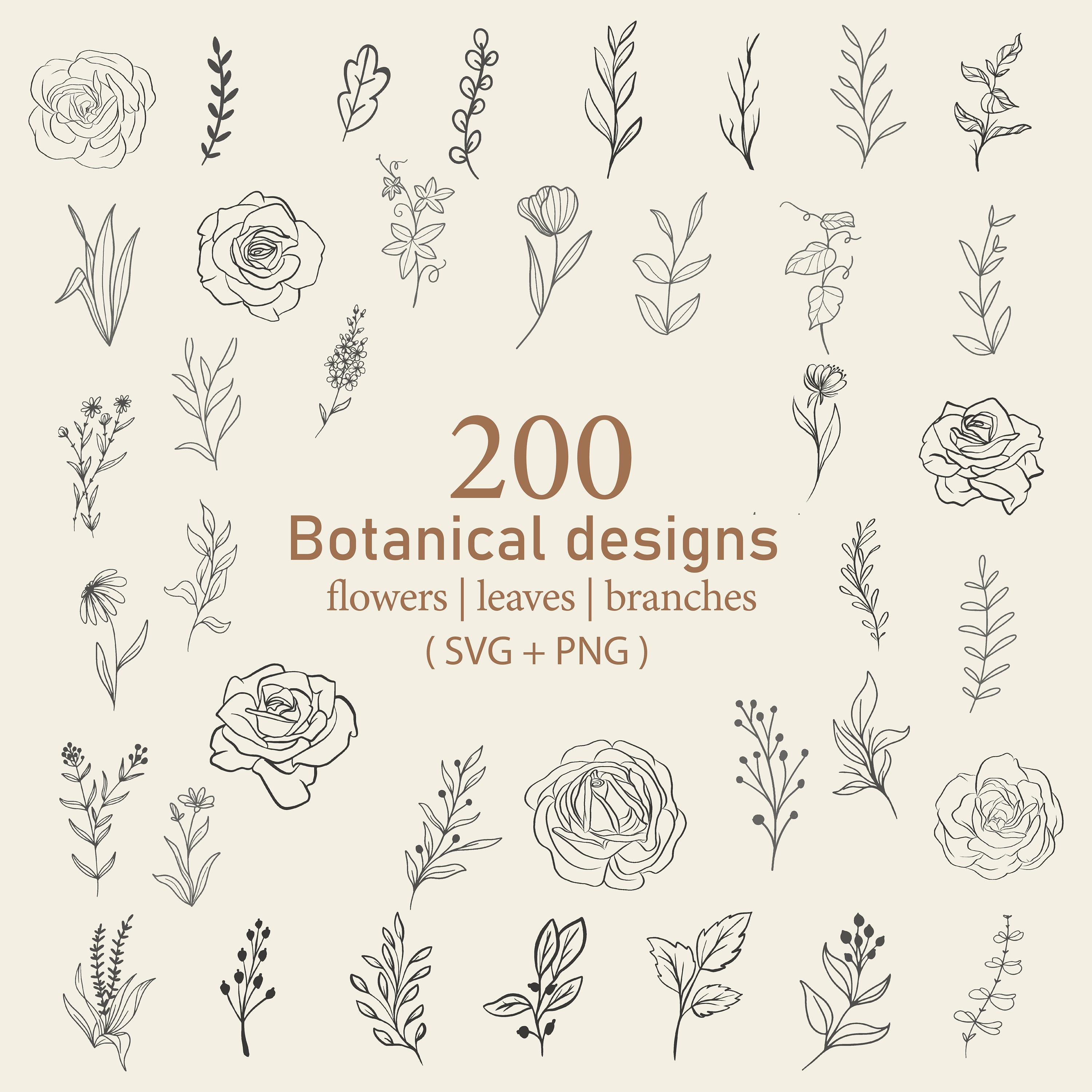 200 Botanical Svg Bundle | Floral Svg | Flower Svg | Botanical Clipart ...