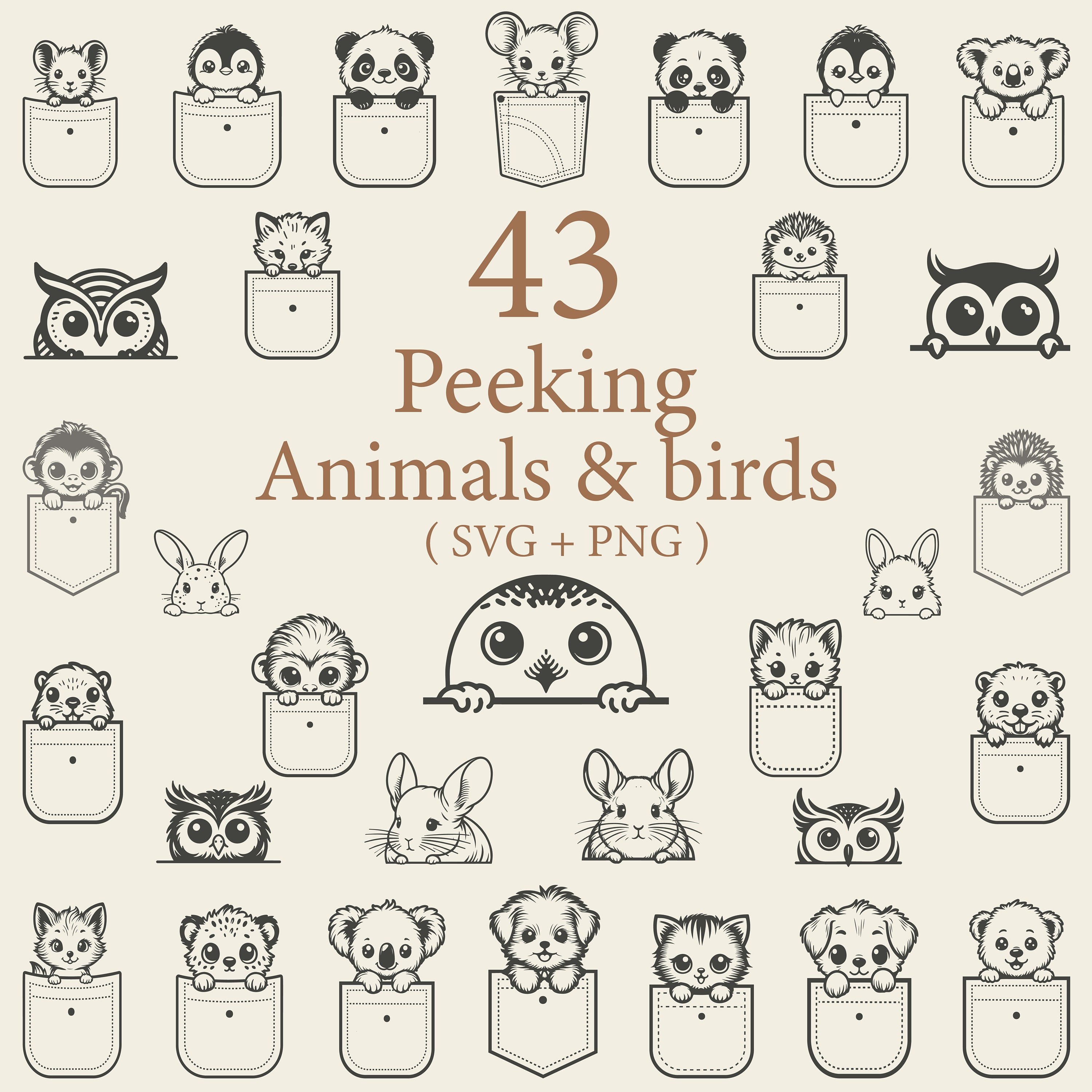 Funny Peeking Animals SVG Funny Animals SVG Comic Animals Bundle Cut ...