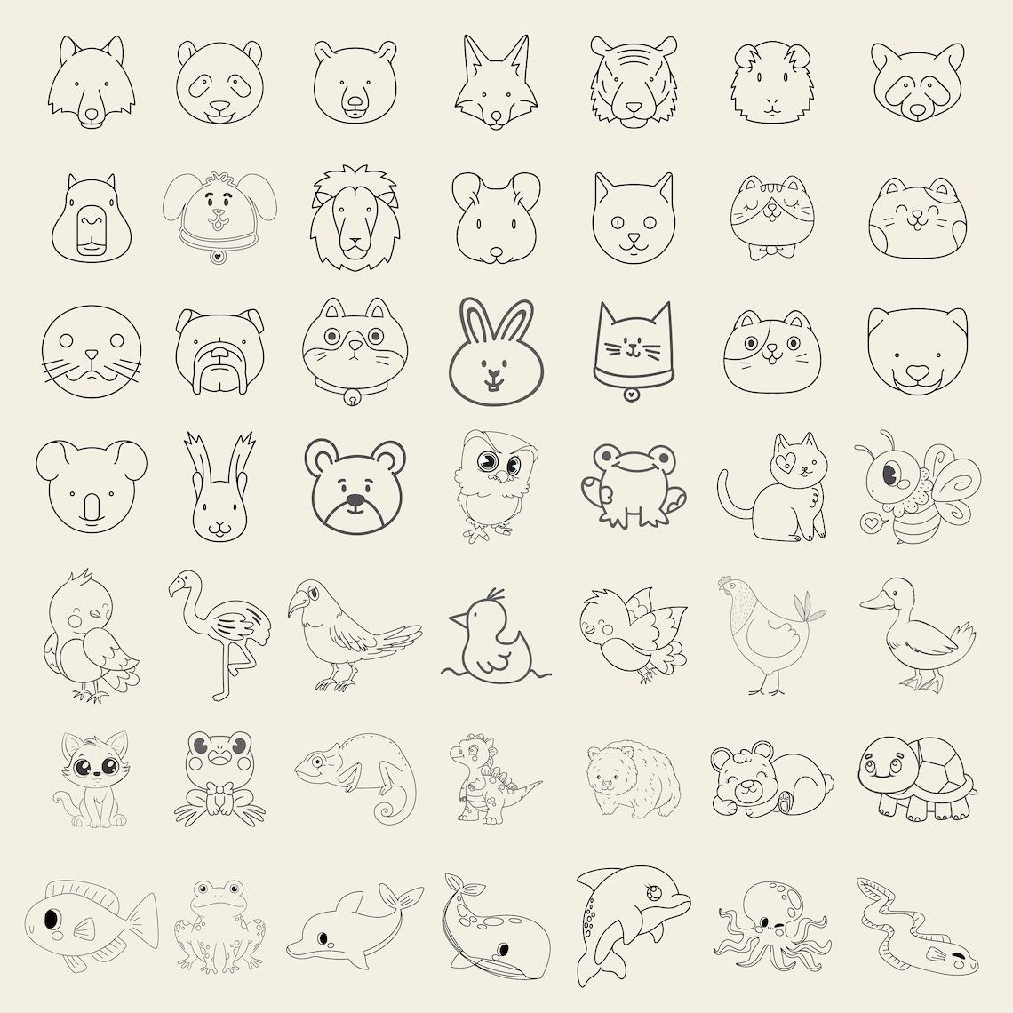 100 Animal Doodle Svg Bundle Animal Svg Doodle Svg Safari Animal Svg ...