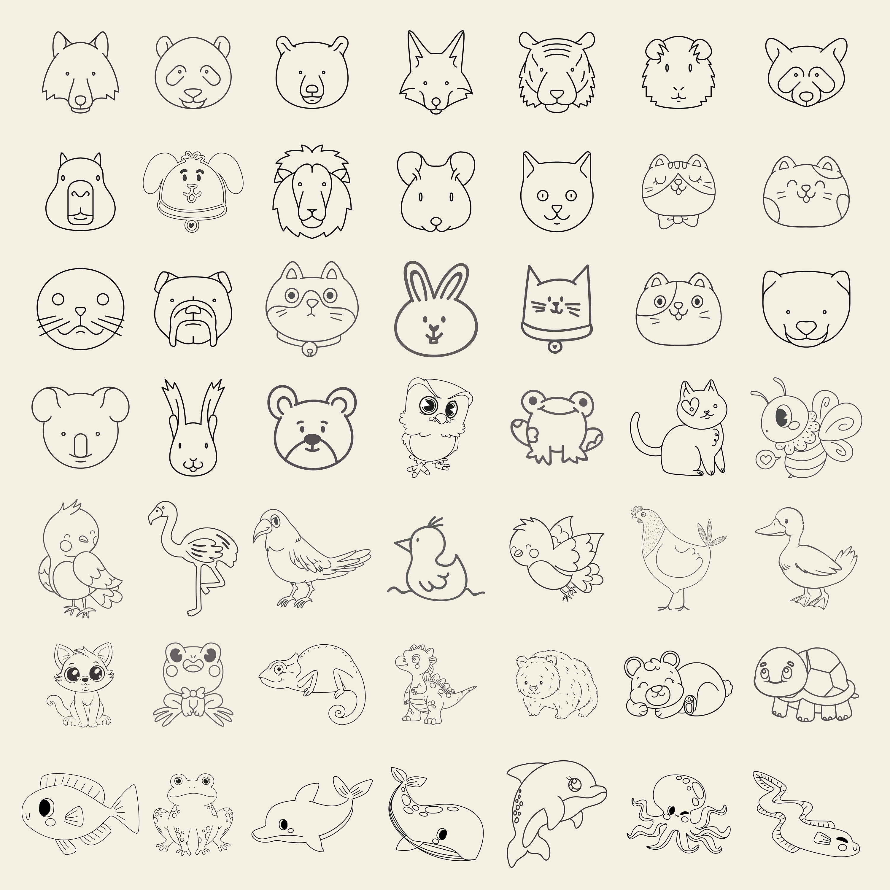 100 Animal Doodle Svg Bundle | Animal Svg | Doodle Svg | Safari Animal ...