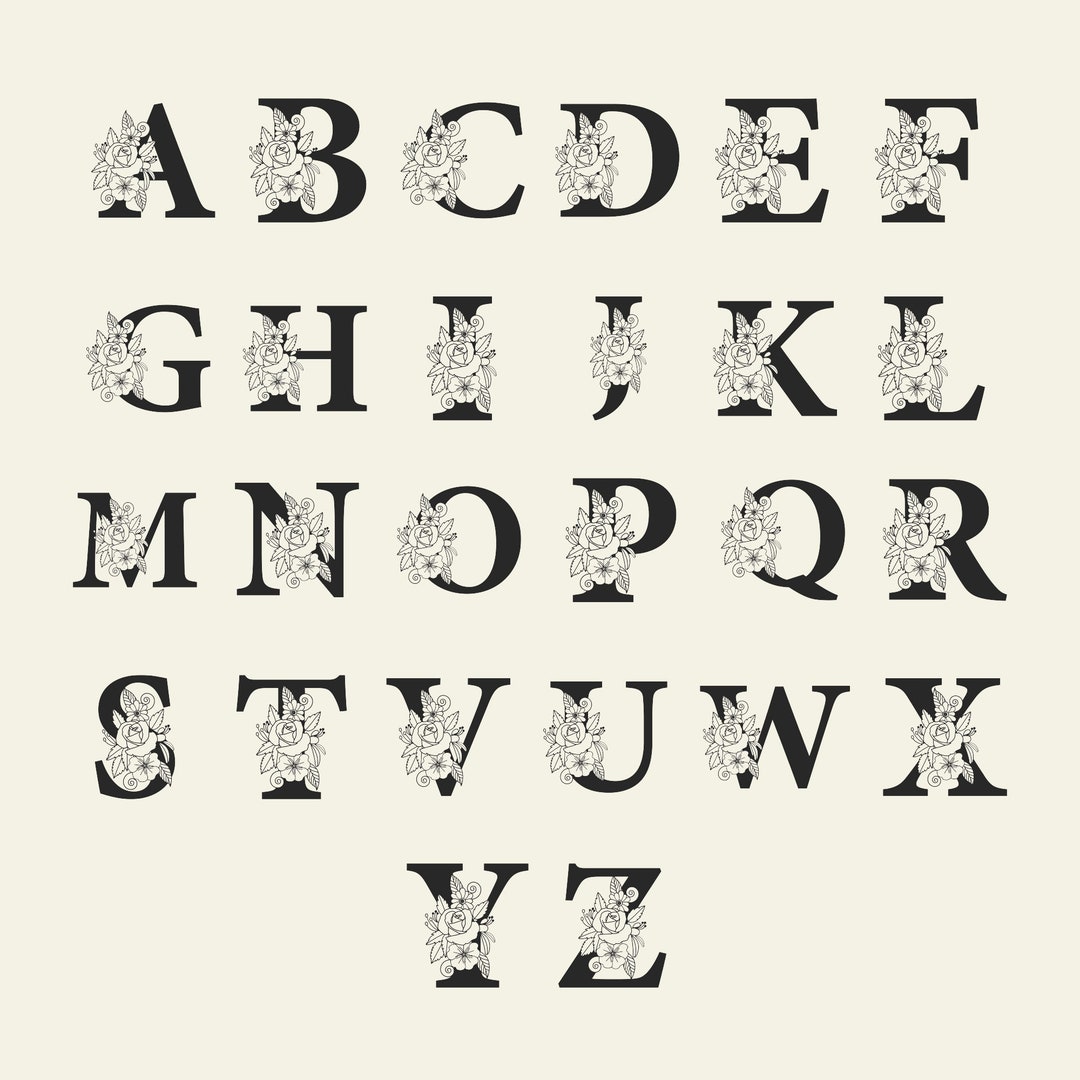 Floral Alphabet SVG, Flower Alphabet, A-Z, Monogram, Floral, Wedding ...