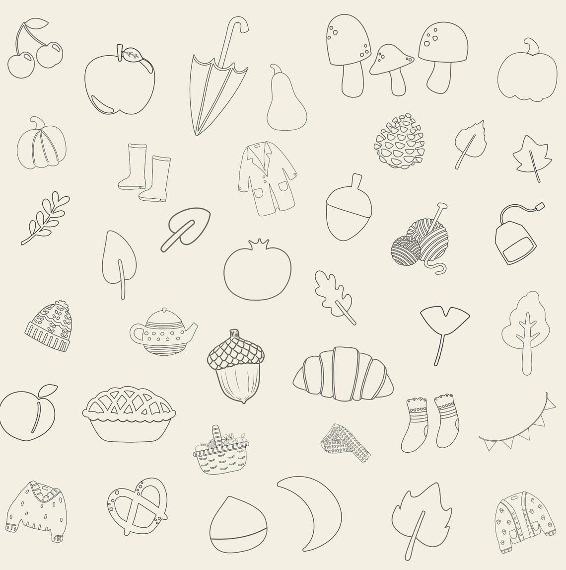 Autumn SVG Bundle: Hand-drawn Fall Clip Art (PNG, SVG) - Etsy