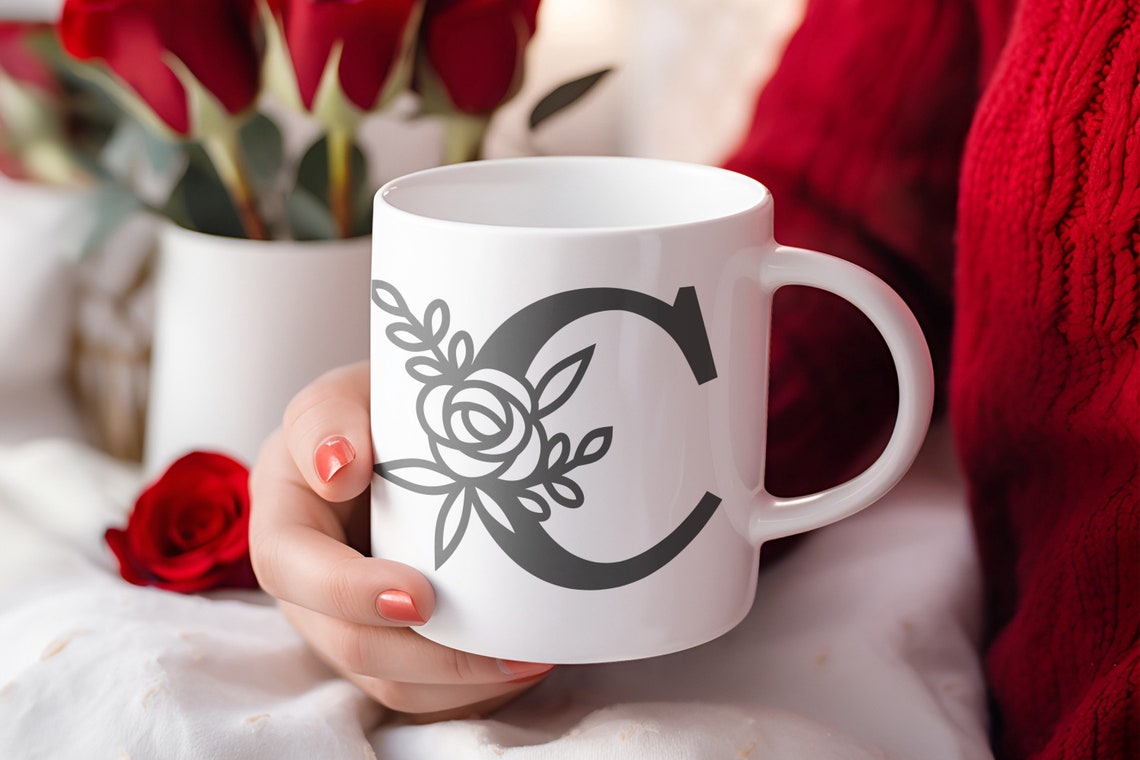 Floral Alphabet Svg, Split Monogram Svg, Flower Alphabet Svg, Floral ...