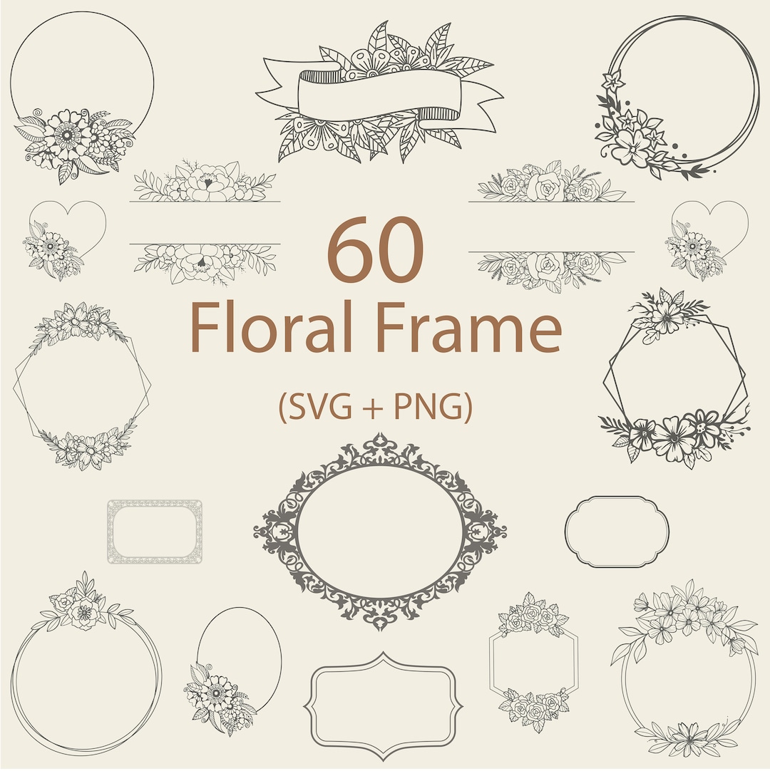 Flower Frames SVG Floral Border Png for Shirt Cup Cricut Cut Files ...