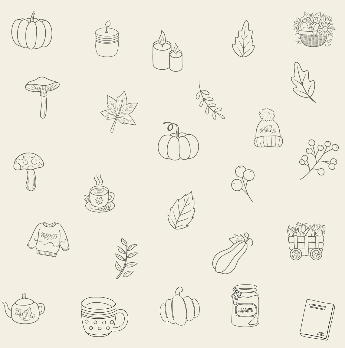 Autumn SVG Bundle: Hand-drawn Fall Clip Art (PNG, SVG) - Etsy