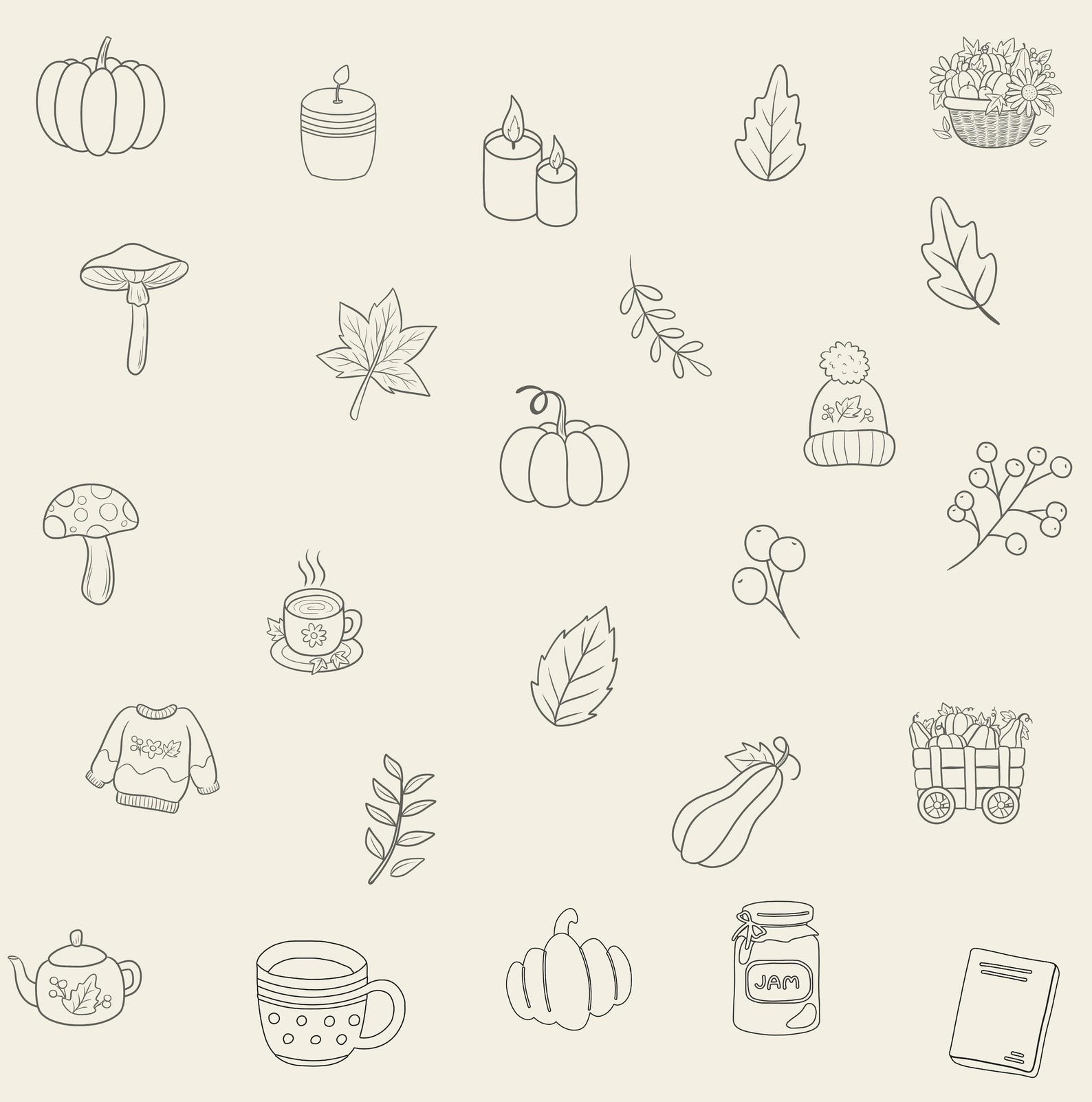 Autumn SVG Bundle: Hand-drawn Fall Clip Art (PNG, SVG) - Etsy