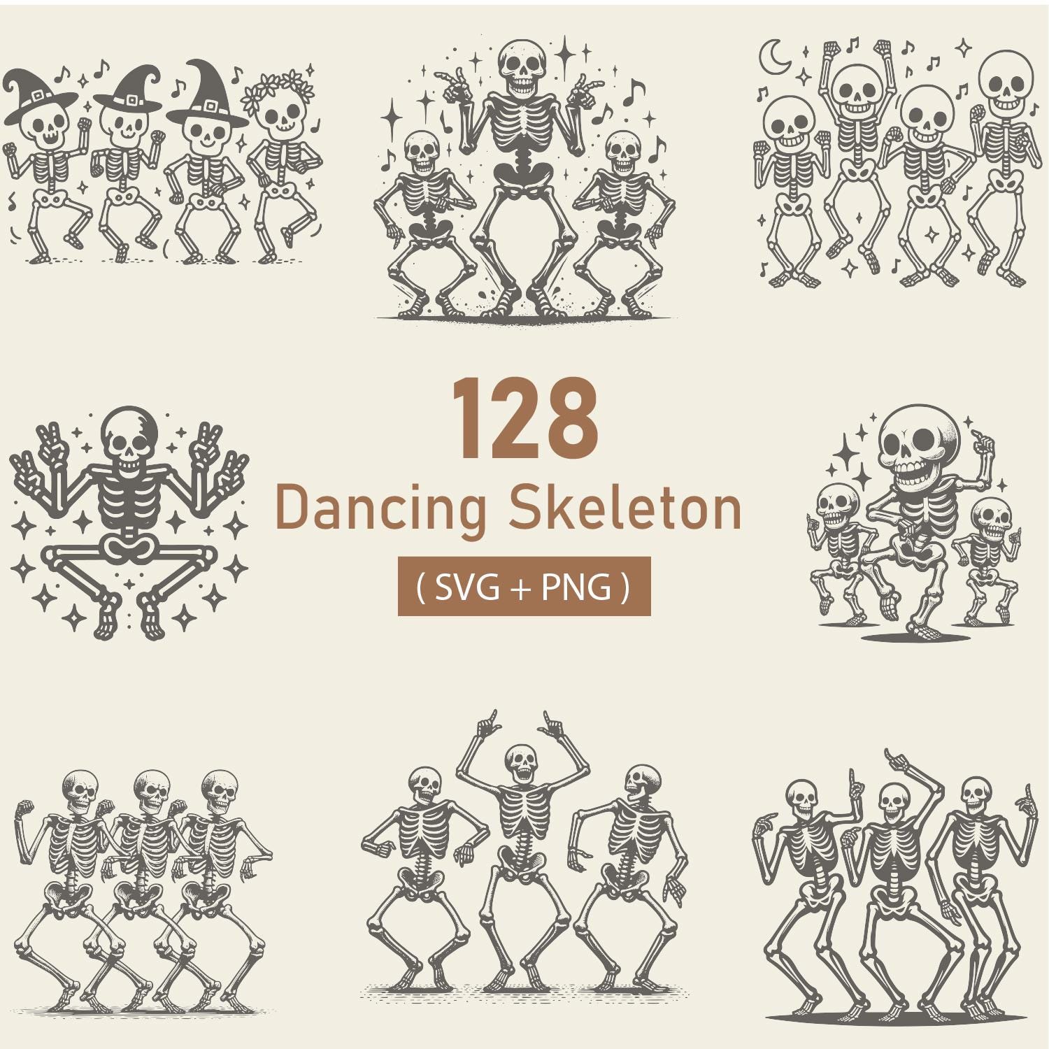 Dancing Skeleton SVG: Funny Halloween Cricut File (PNG) - Etsy