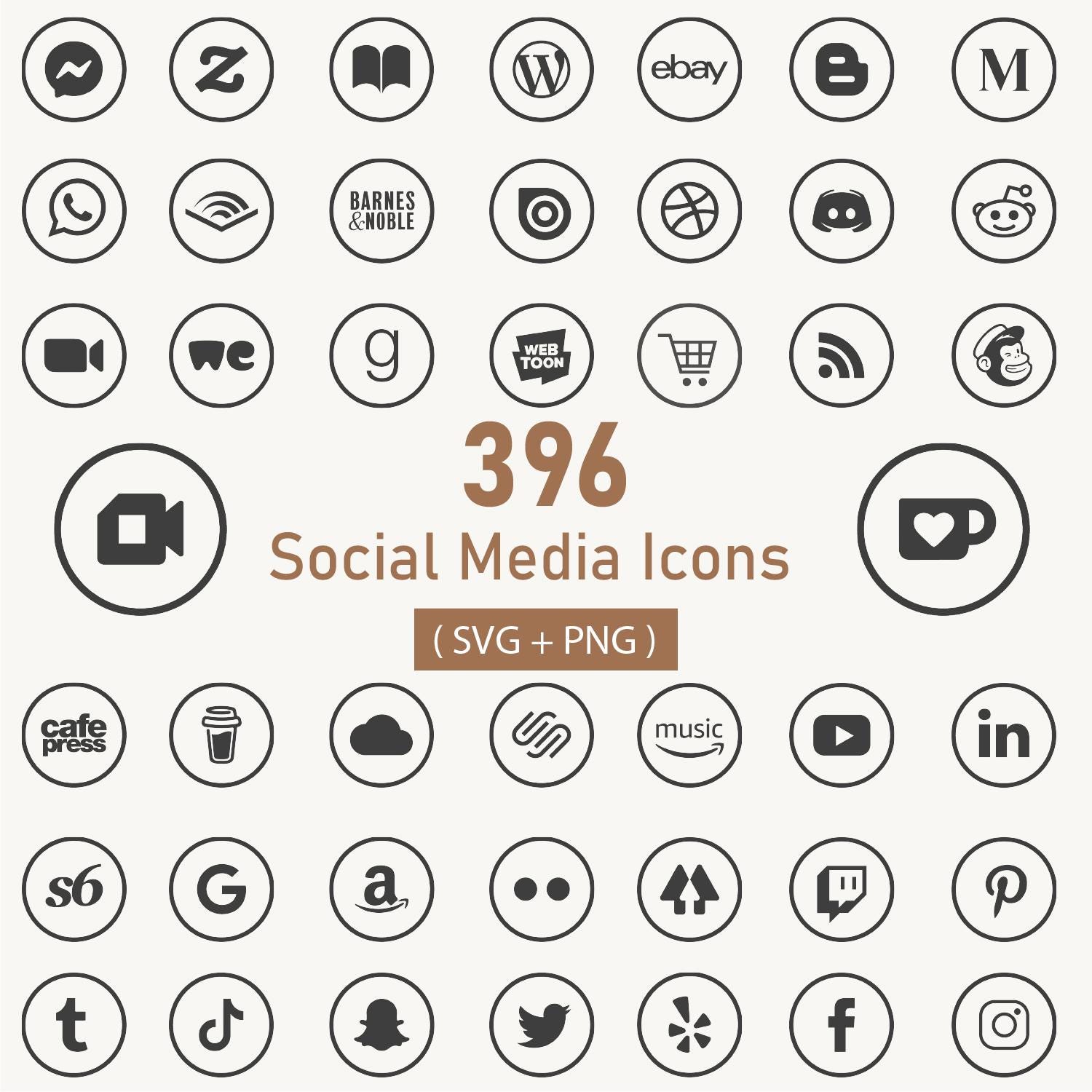 Social Media Icons SVG PNG Bundle: Business Card Icons (digital ...