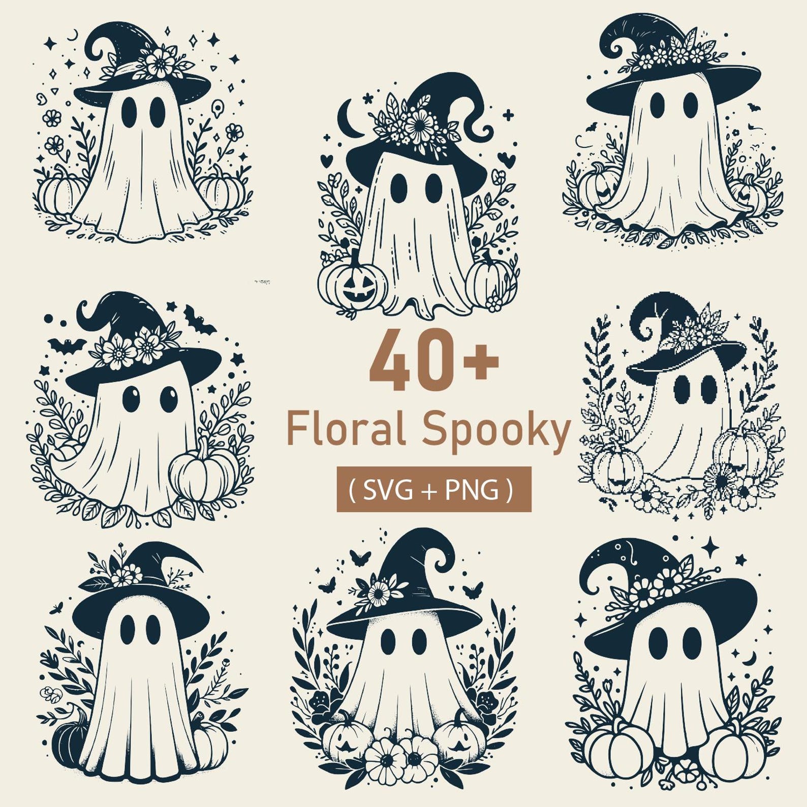 Spooky Flower Ghost SVG: Halloween Fall Design (digital Download) - Etsy