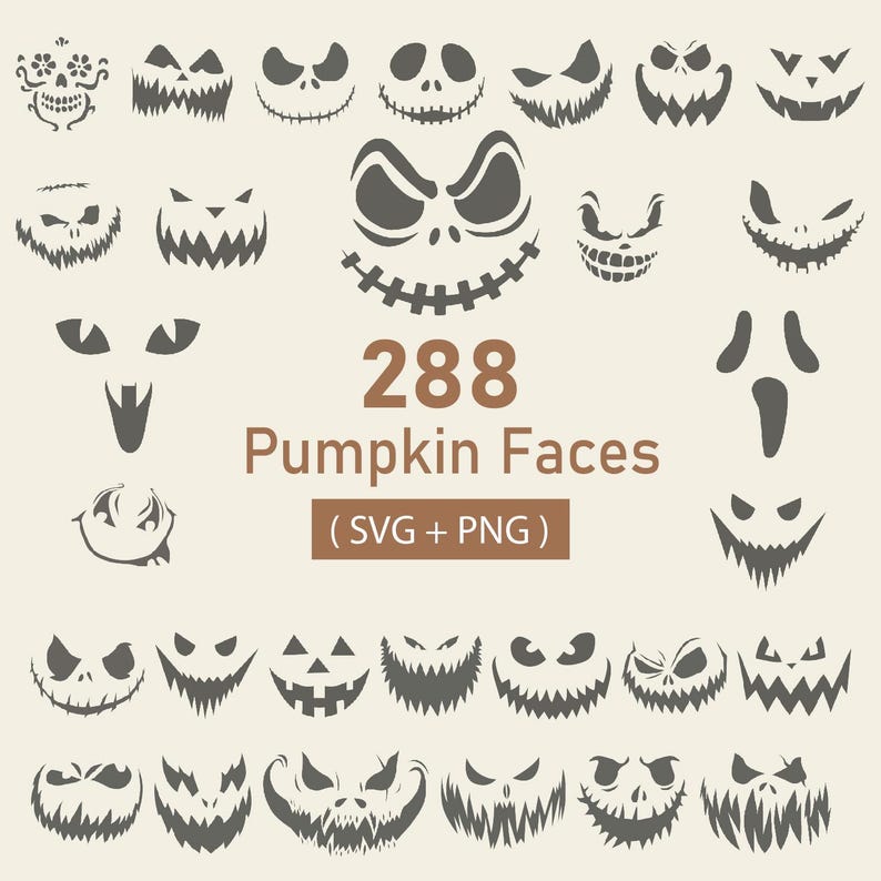 Pumpkin Face SVG Bundle, Pumpkin Face PNG Bundle,halloween Pumpkin Face ...