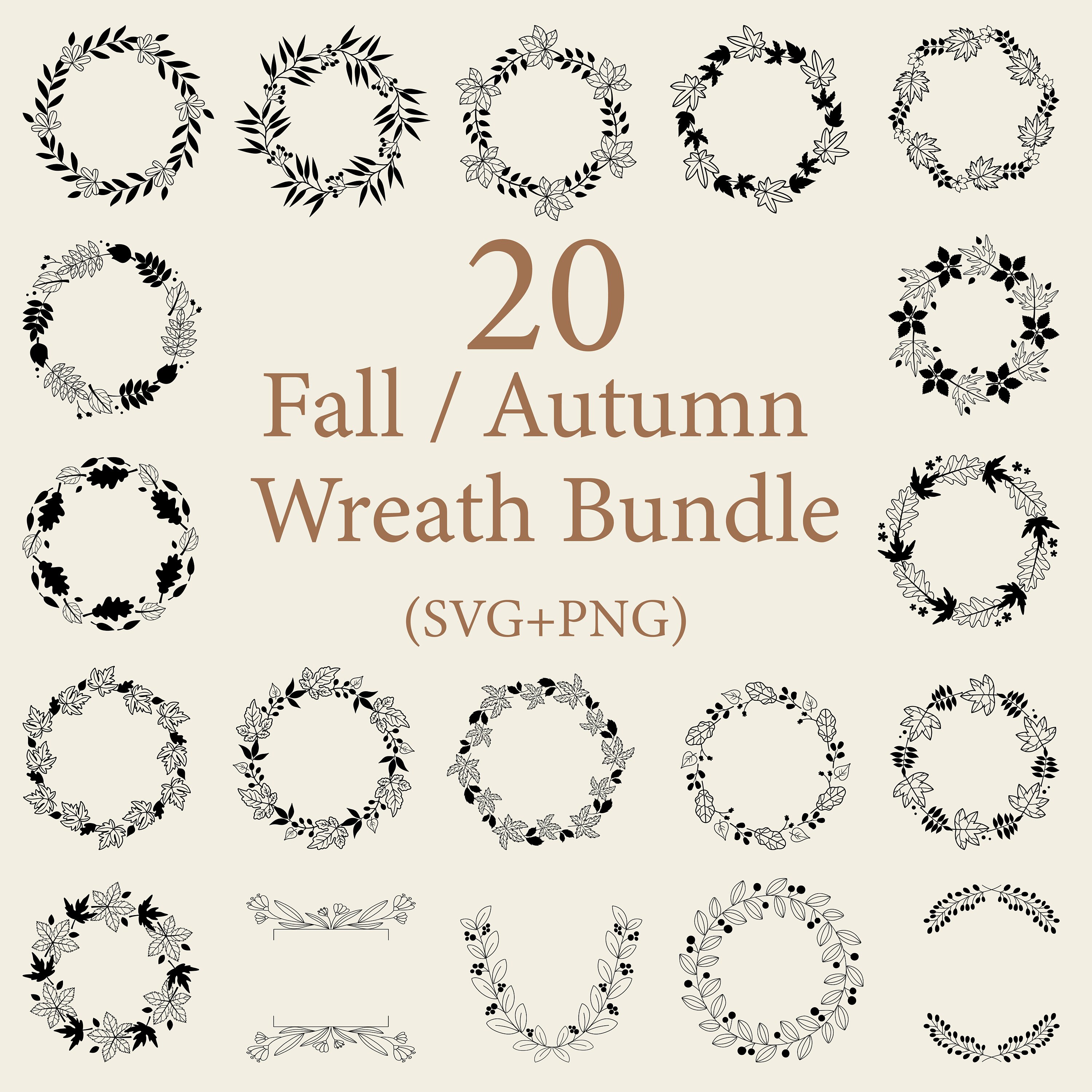Fall Wreath Svg Bundle Autumn Svg Bundle Thanksgiving Svg Wreath Svg ...