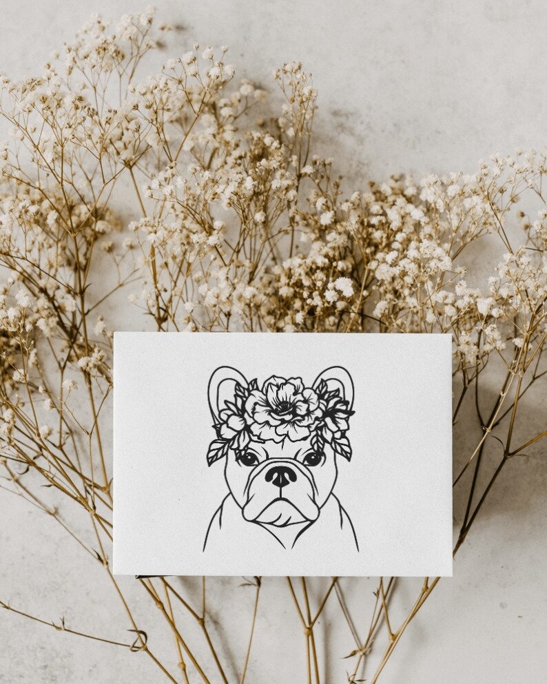 Flower Dogs SVG File, Floral Dog Svg, Stylized Dog Svg, Dog With Flower ...