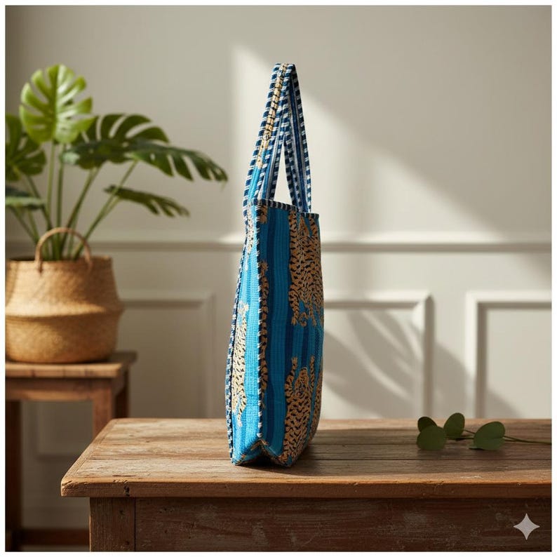 Indian Jungle Print Tote Quilted Cotton Shoulder Bag | Handmade Market ...