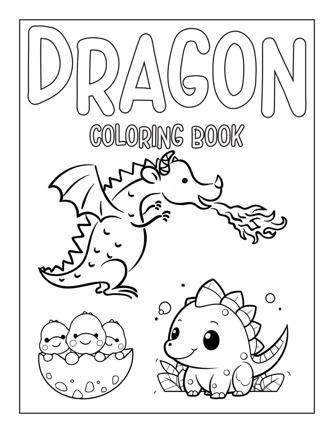 Preschool Dragon Colouring Book - Etsy