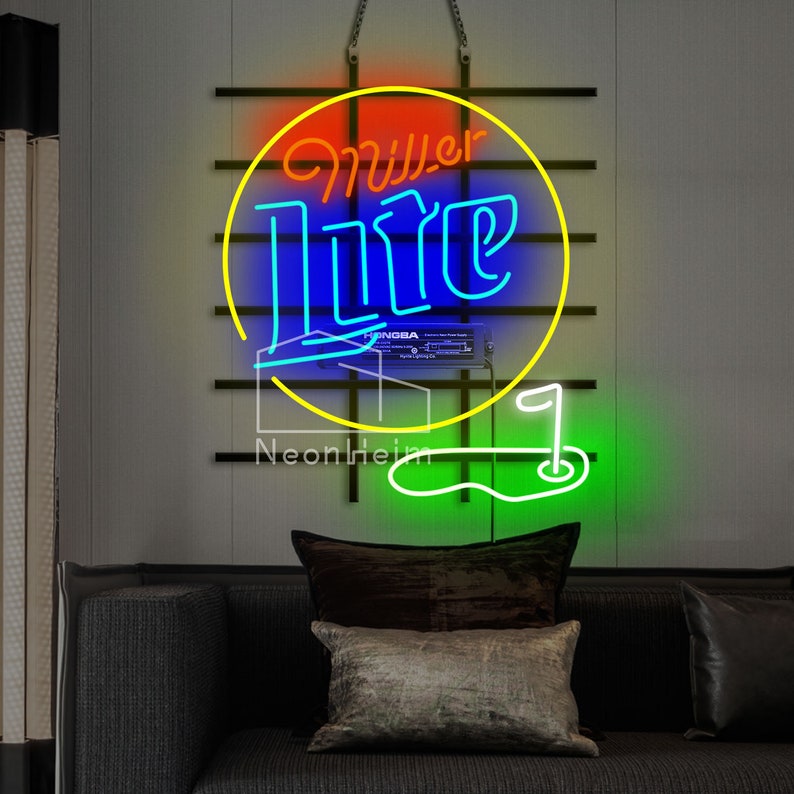 Miller Lite Beer Bar Sign Golf Handmade Custom Business Sign Bar Decor ...