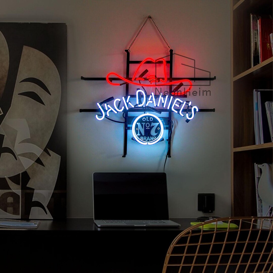 Jack Daniel's Neon Sign, Retro Whiskey Bar Decor, Home Bar Man Cave ...