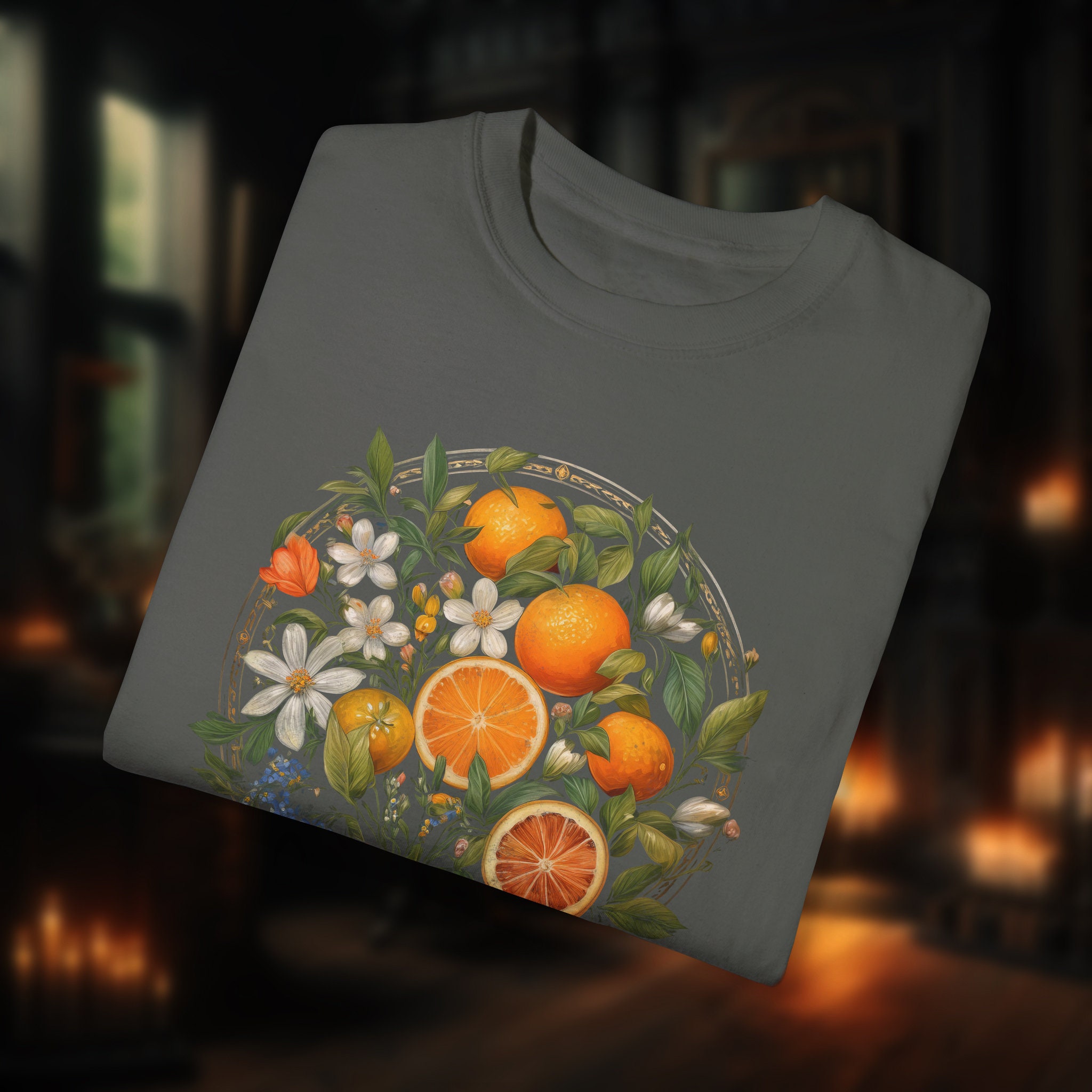 Citrus Floral Shirt Cottagecore Tshirt Vintage Top Orange Blossom Shirt ...