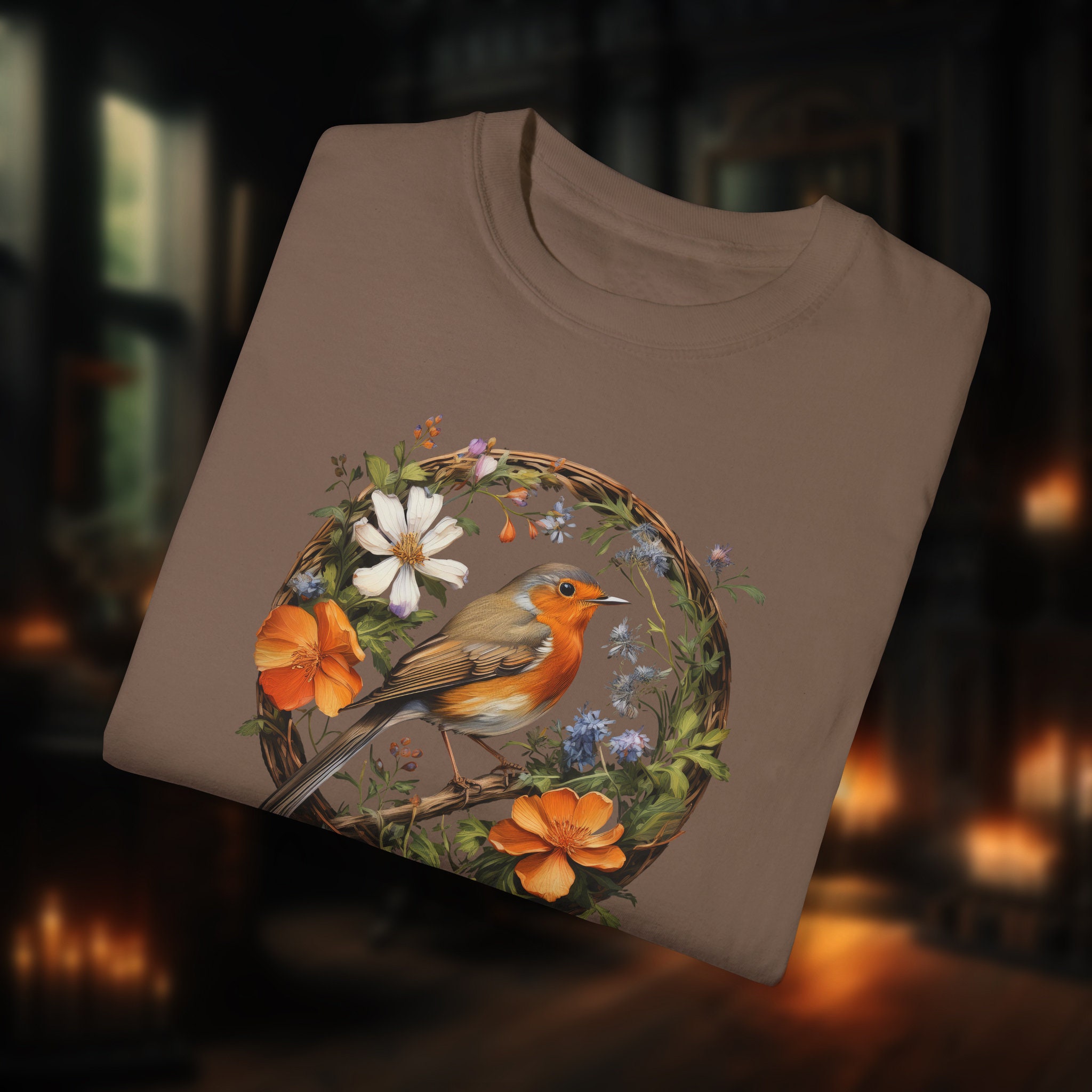Robin Wildflower Shirt Cottagecore Tshirt Vintage Top Nature Shirt Bird ...