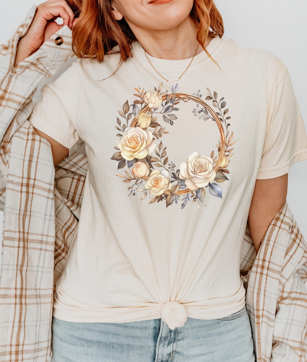 White Rose Shirt Cottagecore Tshirt Vintage Top Gardening Shirt Flower ...