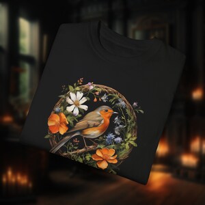 Robin Wildflower Shirt Cottagecore Tshirt Vintage Top Nature Shirt Bird ...