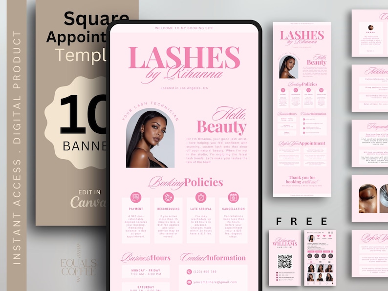 Lash Square Appointments Template Lash Tech Square Booking Site Square ...