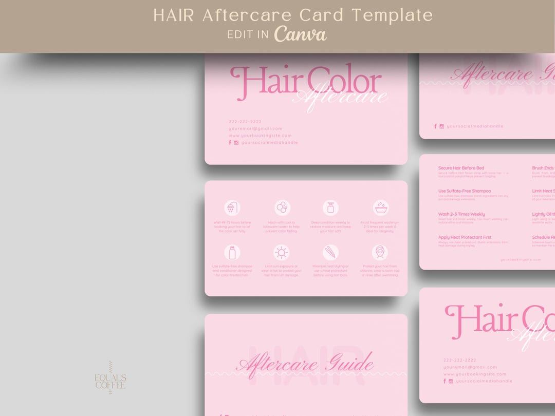 Pink Aftercare Card Hair Care Card, Hair Colors Care Instructions, Hair ...