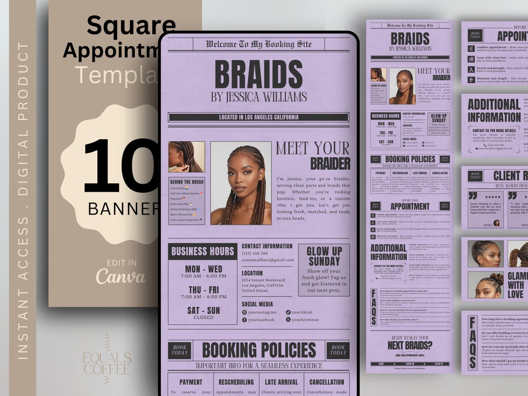 Purple Booking Site Template Braider Square Website Template Braider ...
