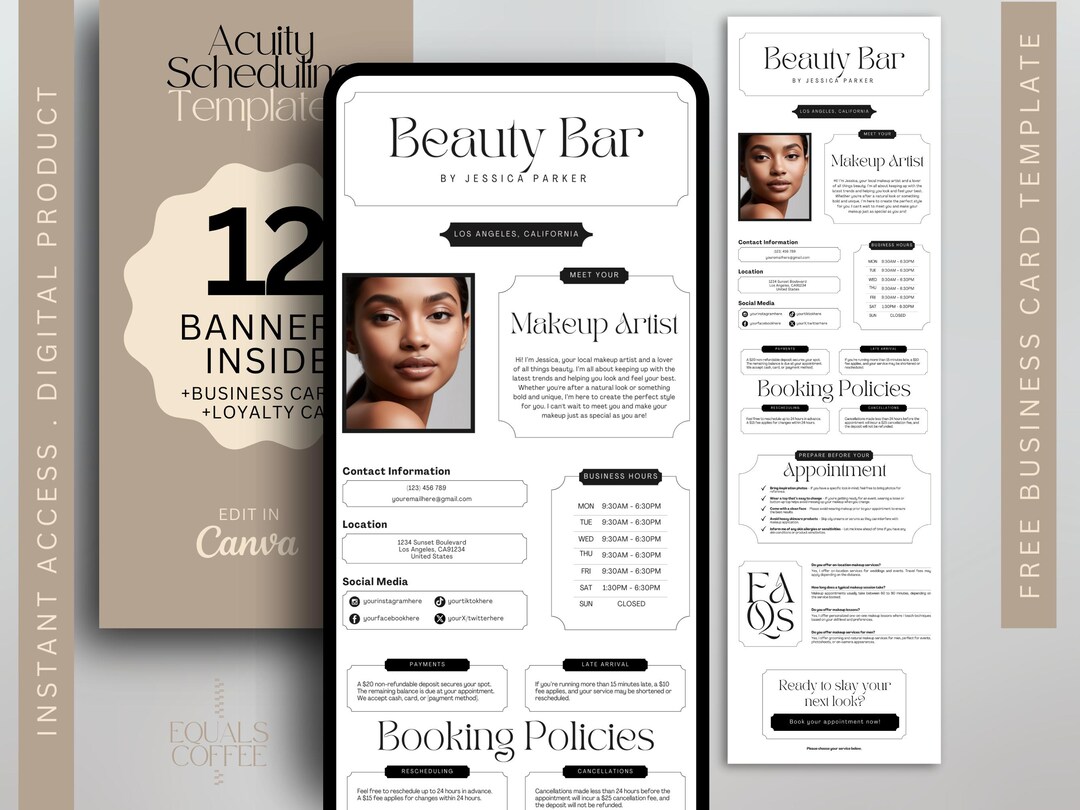 Minimalist Acuity Scheduling Template Makeup Templates Website MUA ...
