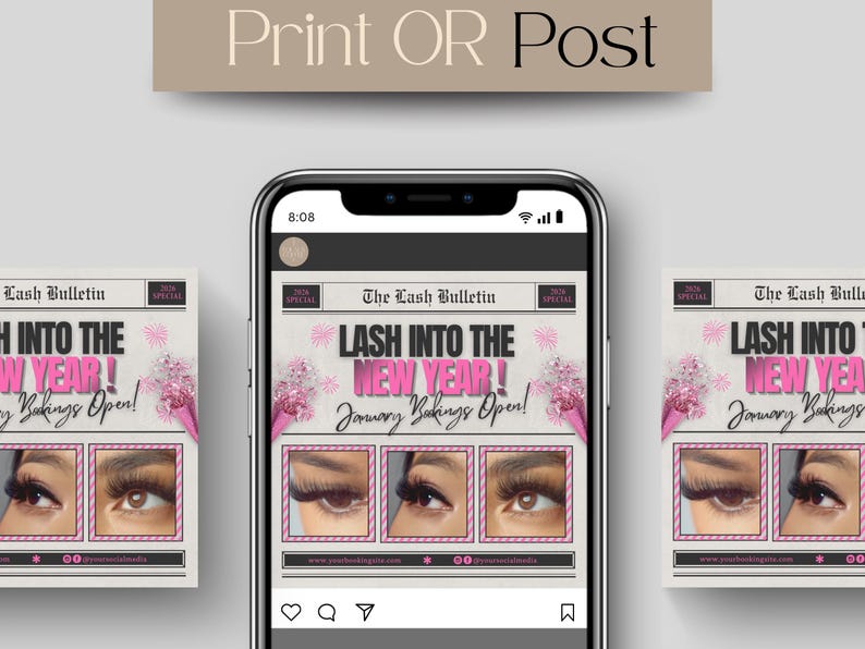 January Lash Flyer New Year Booking Flyer Lash Tech Flyer Book Now ...