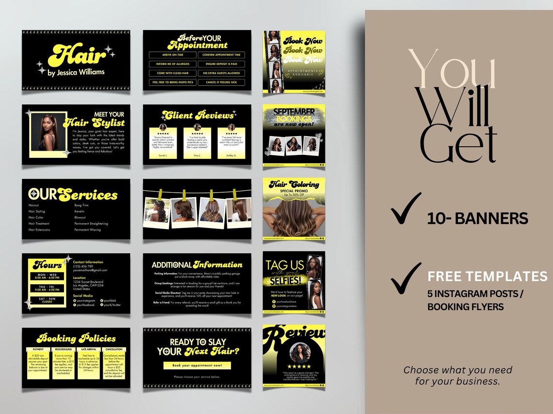 Hair Square Template Hair Stylist Booking Site Template Hairstylist ...