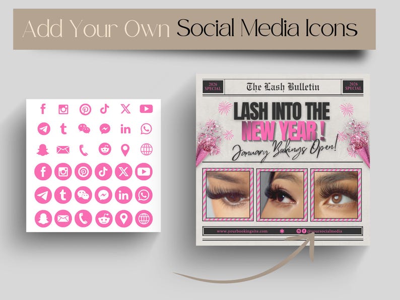 January Lash Flyer New Year Booking Flyer Lash Tech Flyer Book Now ...