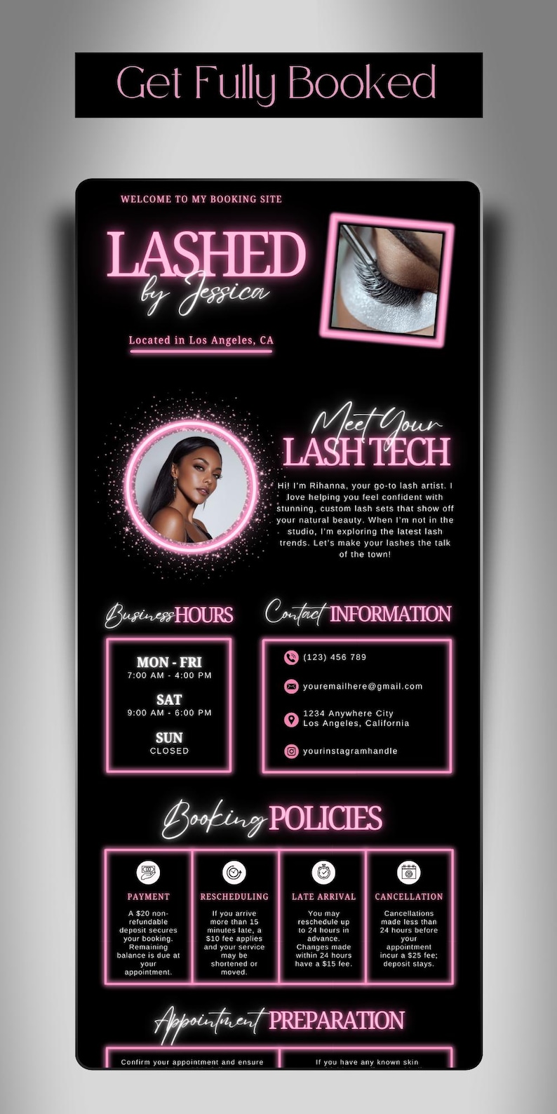 Lash Booking Square Appointment Template Lashes Booking Site Lash Tech ...