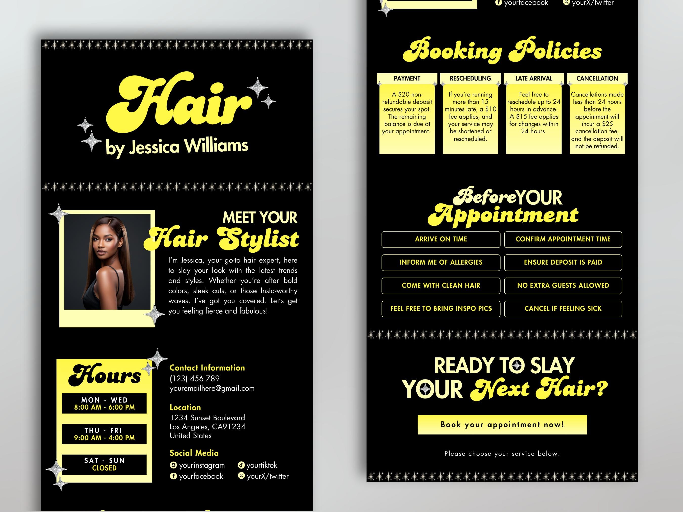 Hair Square Template Hair Stylist Booking Site Template Hairstylist ...