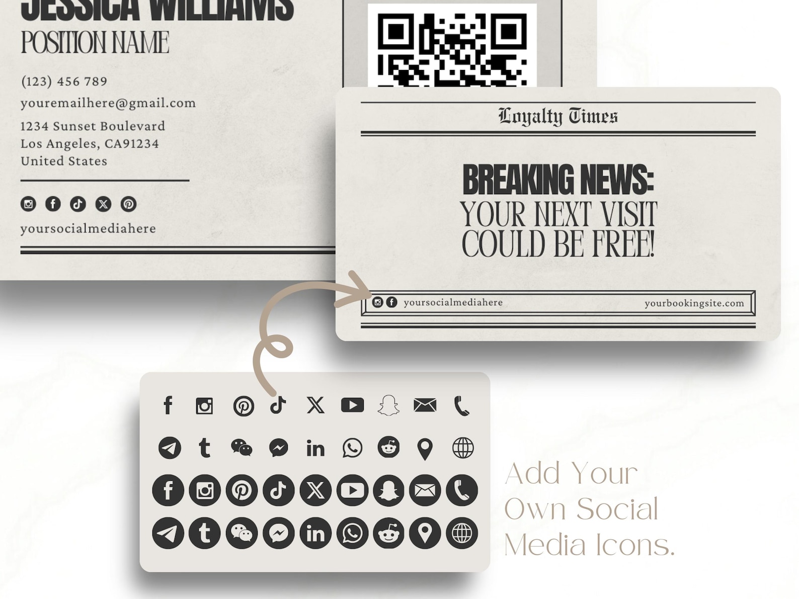 Business Card Template Newspaper Business Card Canva Editable Designs ...