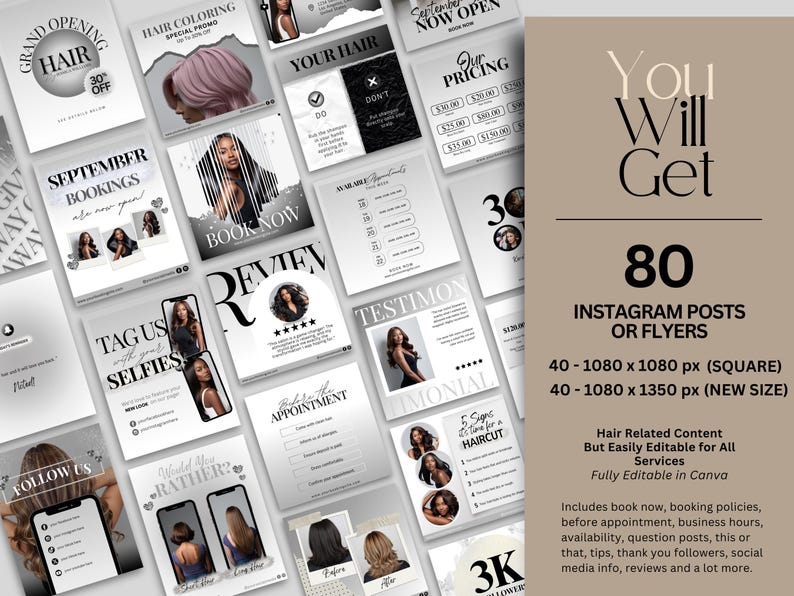 80 Hair Flyers Bundle Flyer Template Instagram Post Template ...