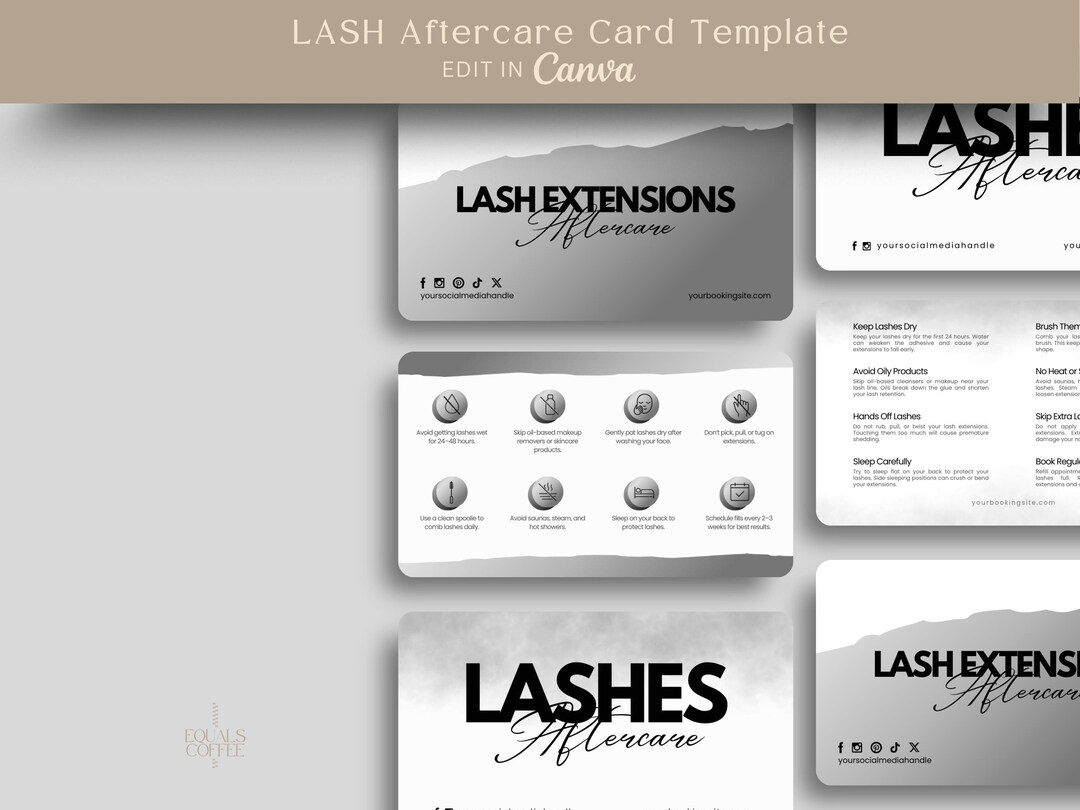 Lash Aftercare Card Lash Extension Aftercare Cards Lash After Care ...